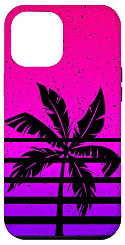 iPhone 12 Pro Max 80s Purple Vaporwave Sunset Vintage and Retro Palm Tree Case - Warehousesoverstock