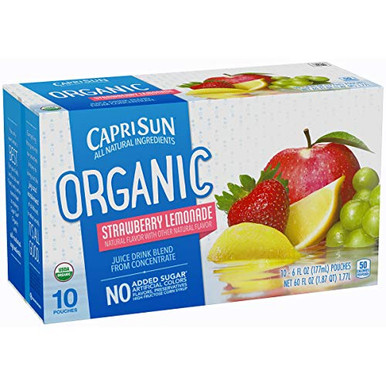Capri Sun Organic Strawberry Lemonade Ready-to-Drink Juice 10 Pouches ...