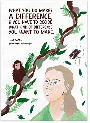 Jane Goodall Women in Science STEM Art Print. Matte Paper Laminated or ...