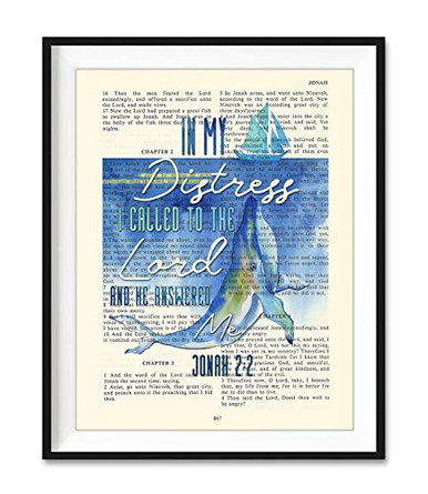 Vintage Bible Page Verse Scripture - In My Distress I Called to the Lord and He Answered Me ...