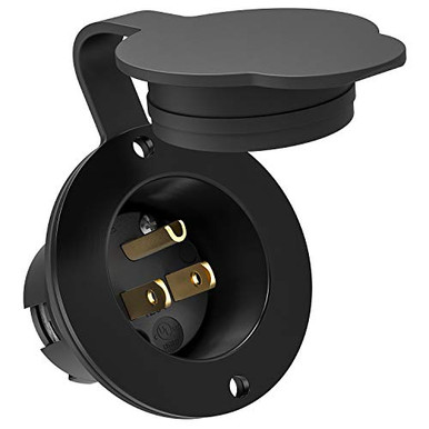 Kohree 15 Amp Flanged Inlet 125V NEMA 5-15 Flanged RV Shore Power Inlet ...