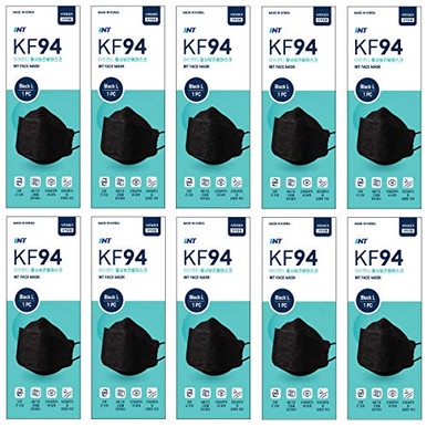 ? 10 Pack ? INT BLACK KF94 Certified 4-Layered Face Safety Adjustable Ear Loops 3D Ergonomic ...