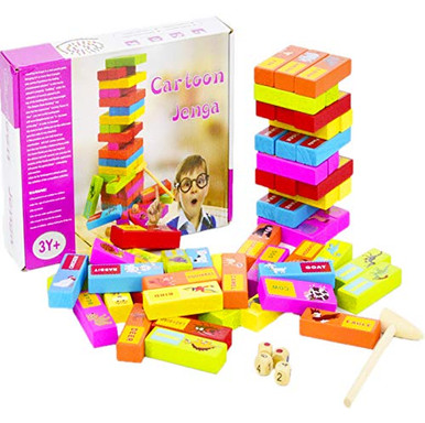 Wooden Blocks Stacking Board Game Cartoon Colored Building Blocks for ...