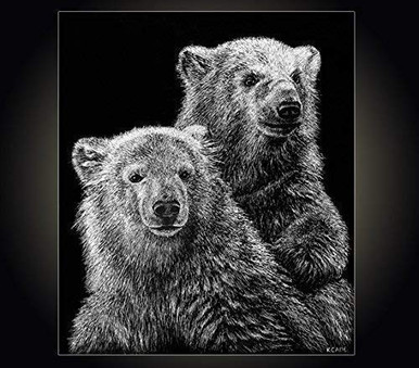 Lithograph print inchBaby Bears inch A pen and ink on scratchboard ...