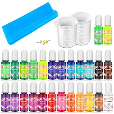 31 pcs Epoxy Resin Pigment Set- 24 Color Liquid Epoxy UV Resin Dye Non ...