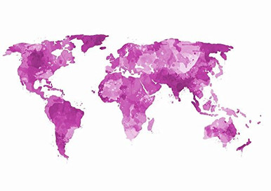 Watercolor World Map Print Map Art Pink Travel Artwork Wanderlust Decor ...