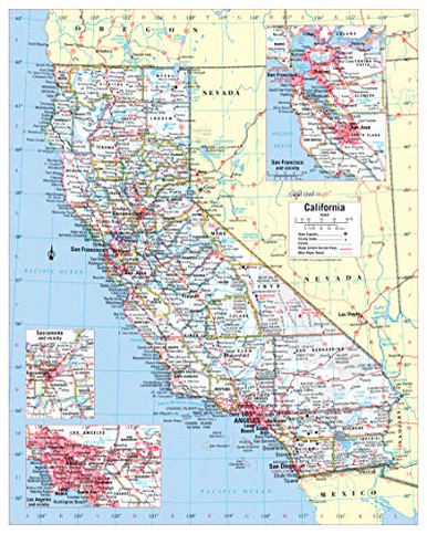 Cool Owl Maps California State Wall Map Poster Large Print Rolled ...