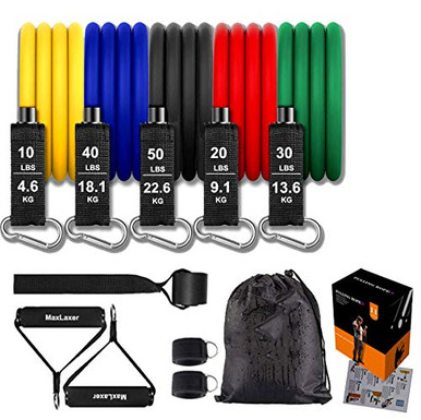 MaxLaxer Resistance Bands Exercise Bands Stackable up to 150LB Exercise ...