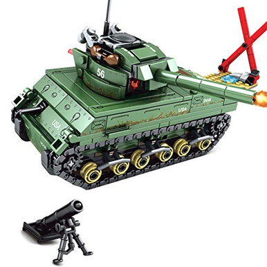 Lingxuinfo Tank Building Block Model 437 Pieces M4 Sherman Tank Model ...