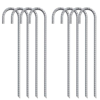 FEED GARDEN Galvanized 16 inch Rebar Stakes Heavy Duty J Hook Ground ...