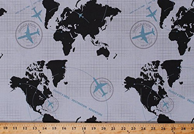 Cotton World Map Maps Continents Airplane Airplanes Planes Flight ...