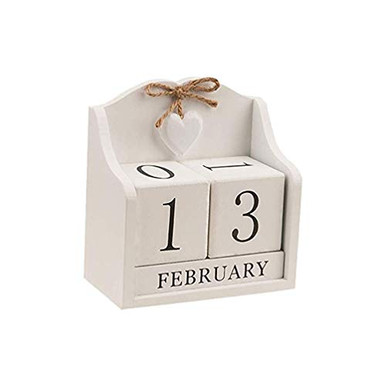 LIOOBO Wooden Calendar Blocks Desktop Perpetual Calendar Month Date ...