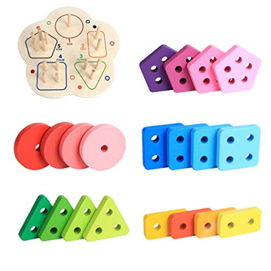 TOYANDONA Shape Sorting Toy Geometric Sorting Board Stacking Blocks ...