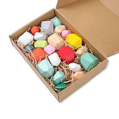 2021 Latest 22Pcs Wooden Stone Balancing Blocks Set Colorful Wood Stone ...