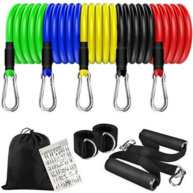 AOTYEPE Resistance Bands Set 5 Stackable Exercise Bands - with Handle ...