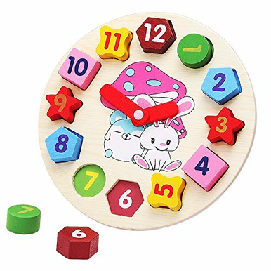 Little star Wooden blocks toys Digital Geometry Clock Children's ...