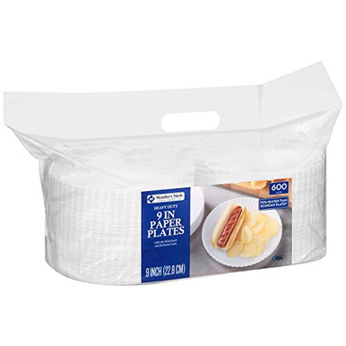 Member Mark Heavy Duty Paper Plates 9 inch 600 Count - Warehousesoverstock