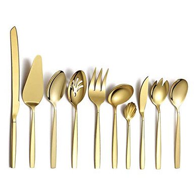 Berglander Gold Silverware Serving Set 10 Pieces Stainless Steel ...