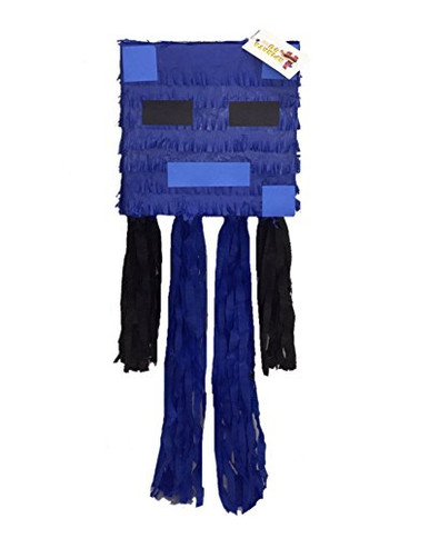 APINATA4U Blue Mining Boy Cube Head Pinata Video Game Party Miner ...
