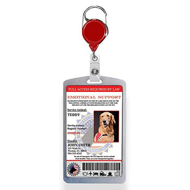 Custom Holographic Emotional Support Animal ID Card plus Badge Reel and ...
