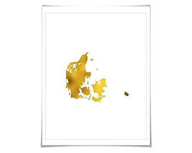 Denmark Map Gold Foil Art Print. 7 Foil Colours 3 Sizes. Travel Poster ...
