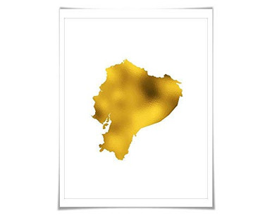 Ecuador Map Gold Foil Art Print. 7 Foil Colours 3 Sizes. Travel Poster ...