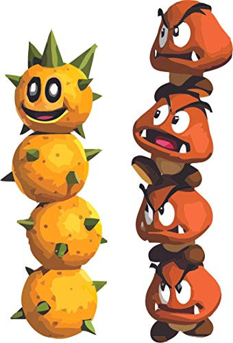 Goomba Tower Power Pokey Super Mario Bros Arcade Game Wall Sticker Art ...