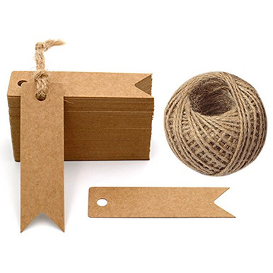 G2PLUS 100 PCS Kraft Paper Tags with String Craft Gift Tags Mini Size 7 ...