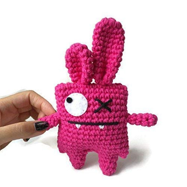 Amigurumi Mini Bunny Hot Pink Stuffed Rabbit Crochet Doll Soft Knit Toy ...