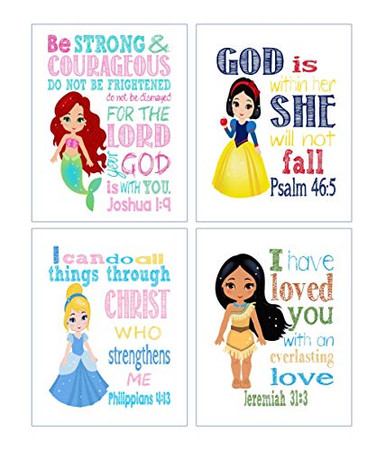 Princess Christian Nursery Decor Set of 4 Prints - Snow White Ariel ...