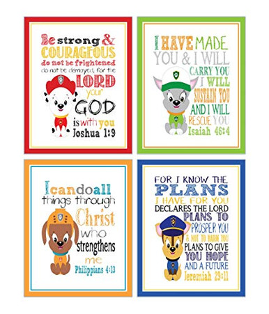 Paw Patrol Christian Nursery Decor Set of 4 Prints - Chase Marshall ...