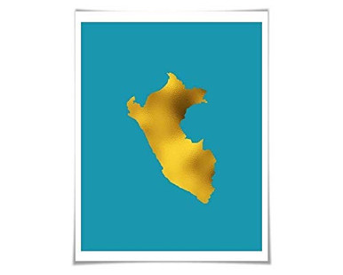 Peru Map Gold Foil Art Print. Gold. Silver. Copper. 36 Colours 3 Sizes ...
