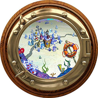 12 inch Port Scape Bikini Bottom BRASSWOOD Porthole 3D Window Wall ...