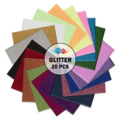 QuuCut Glitter Heat Transfer Vinyl Bundle 10 inch x 12 inch Sheets 20 ...