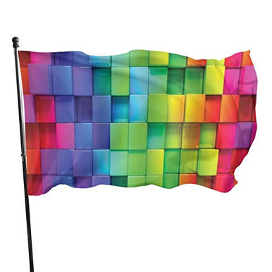 Rainbow Block Brick-Like Geometric Artisan Welcome Flags Large Size ...