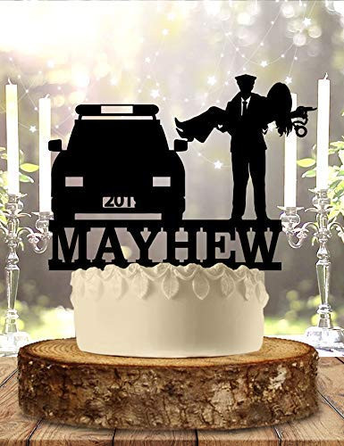 Police Law Enforcement Cop Anniversary Wedding Cake Topper Personalzied ...