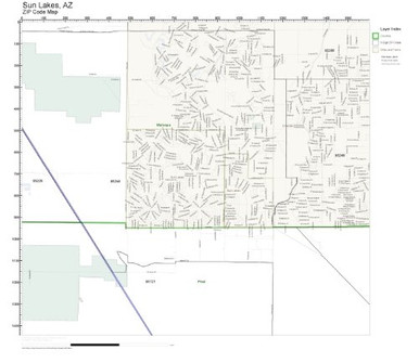 ZIP Code Wall Map of Sun Lakes AZ ZIP Code Map Not Laminated ...