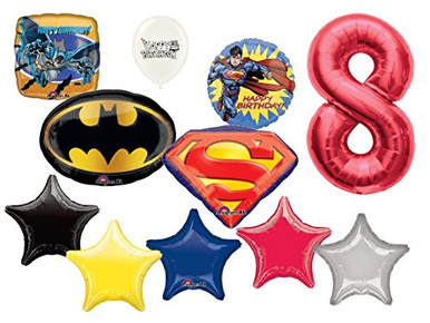 Red Number 8 Ultimate Batman vs Superman Birthday Balloons Bouquet ...
