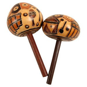 Carved Pair Gourd Stick Maracas Hand Made Fair Trade Peru Musical ...