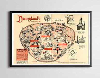 Vintage 1958 DISNEYLAND Park Map Poster! 24 inch x 36 inch or smaller ...