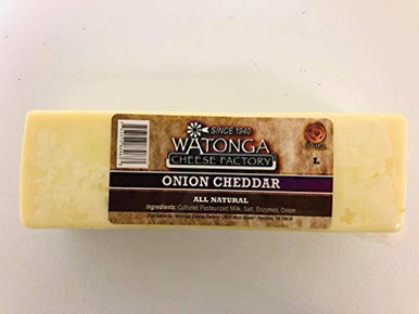 Onion Mild White Cheddar Cheese 1 Pound Block - Warehousesoverstock