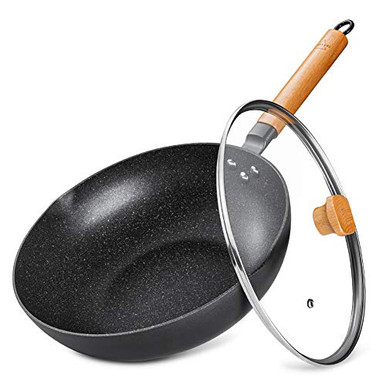 SKY LIGHT Wok Pan with Lid 12-inch Nonstick Stir Fry Pan 100 percent ...