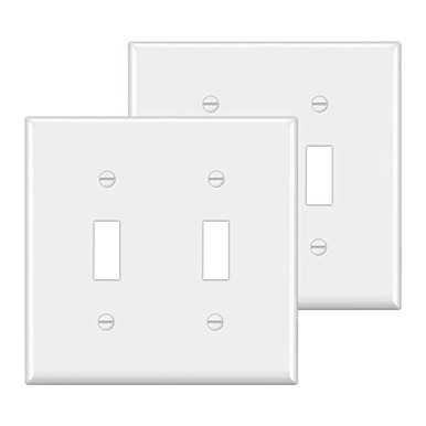 2 Pack BESTTEN 2-Gang Toggle Wall Plate Standard Size Unbreakable ...