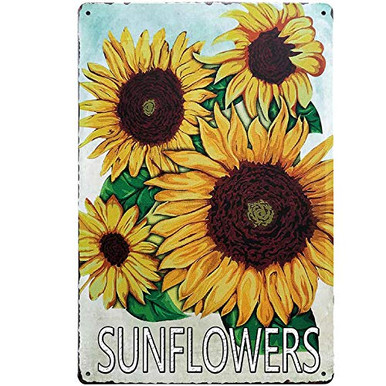 TISOSO Rustic Sunflower Decor Vintage Metal Wall Hanging Signs Home ...