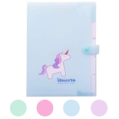 File Folder 5 Pockets - Cute Unicorn Letter A4 Accordion Expanding File ...