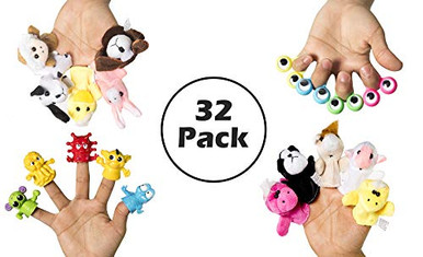 Variety 32 Piece Pack of Plastic & Plush Finger Puppets These Cute ...