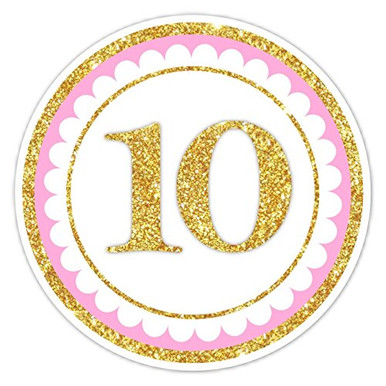 Pink and Gold 10th Birthday Stickers SMALL Labels Party Favors 1.5 INCH ...