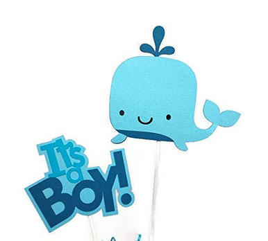 Blue Whale Boy Baby Shower Centerpiece Sticks Cake Toppers ...