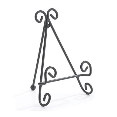 Black Metal Plate Stand with Scroll Design 5.75" - Warehousesoverstock