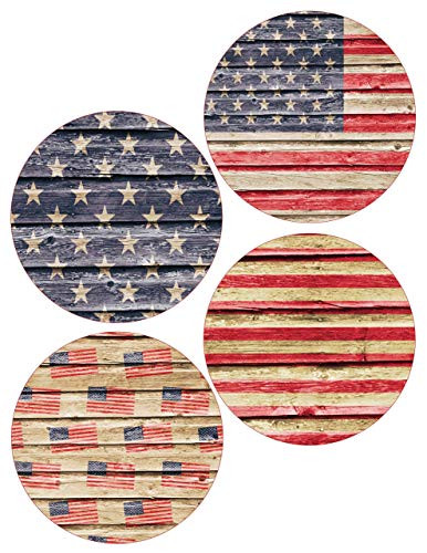 American Flag Coasters Rustic Farmhouse Barnwood Neoprene Set of 4 ...